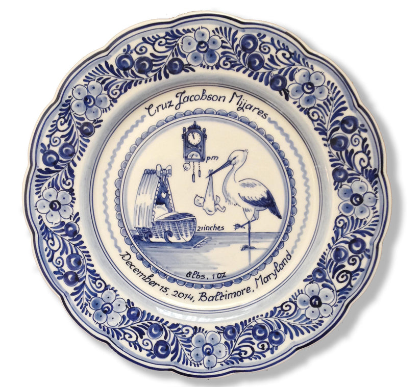 Birth Plate (11 in) With Extra Text – Dutch Birth Plates